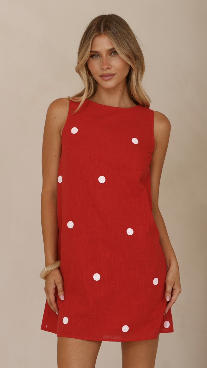 Natala Shift Mini Dress - Red/White Polka Dot - Buy Women's Dresses ...