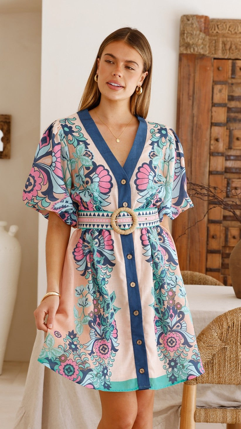 Dali Mini Dress - Island Bloom Pink - Buy Women's Dresses - Billy J
