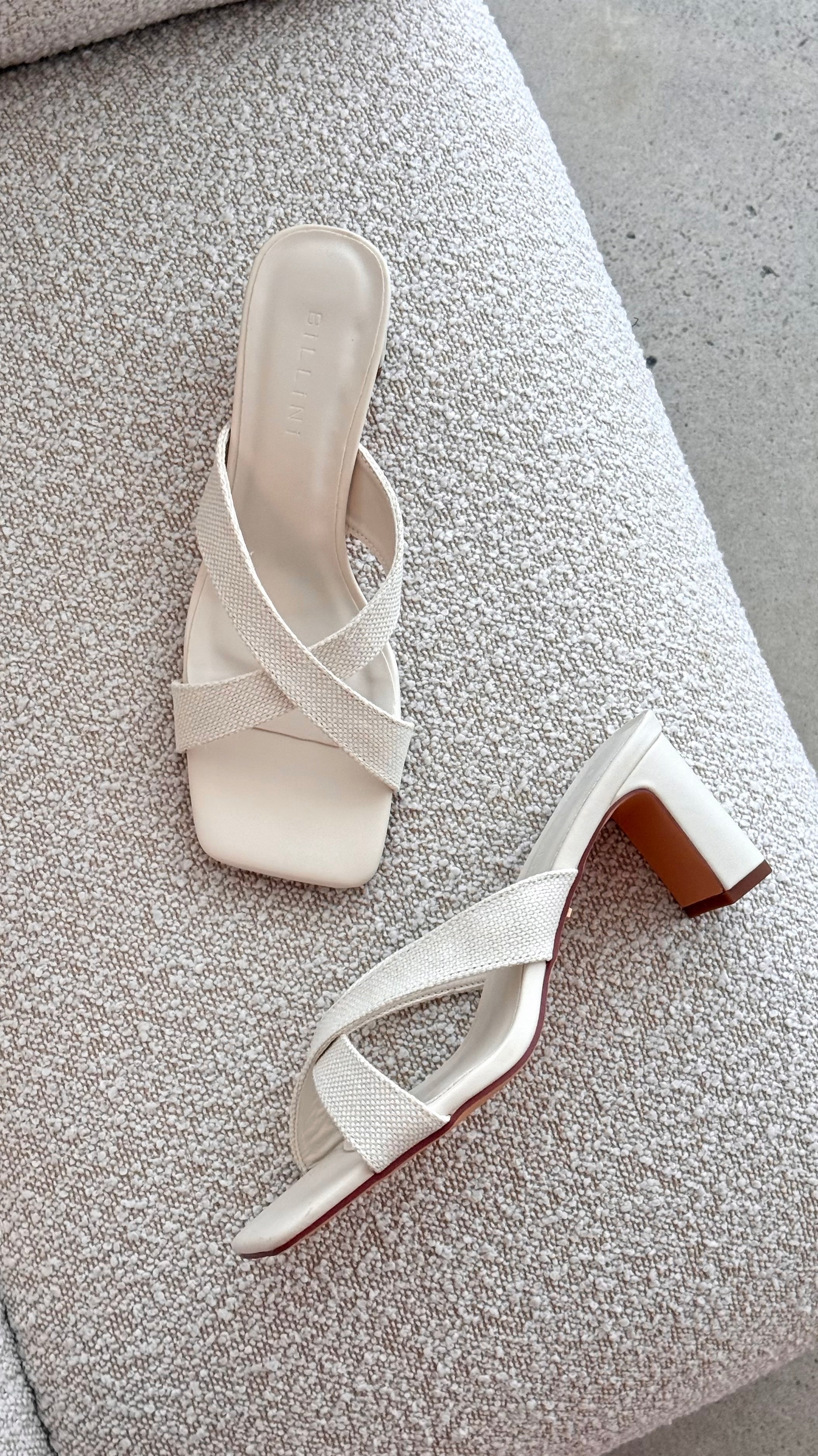 Camila Heel - Ivory Linen - Buy Womens Shoes - Billy J