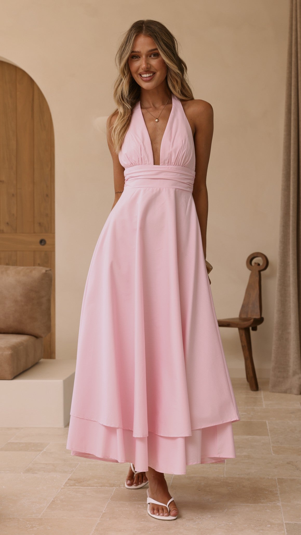 Kathy Halter Neck Maxi Dress - Light Pink - Buy Women's Dresses - Billy J