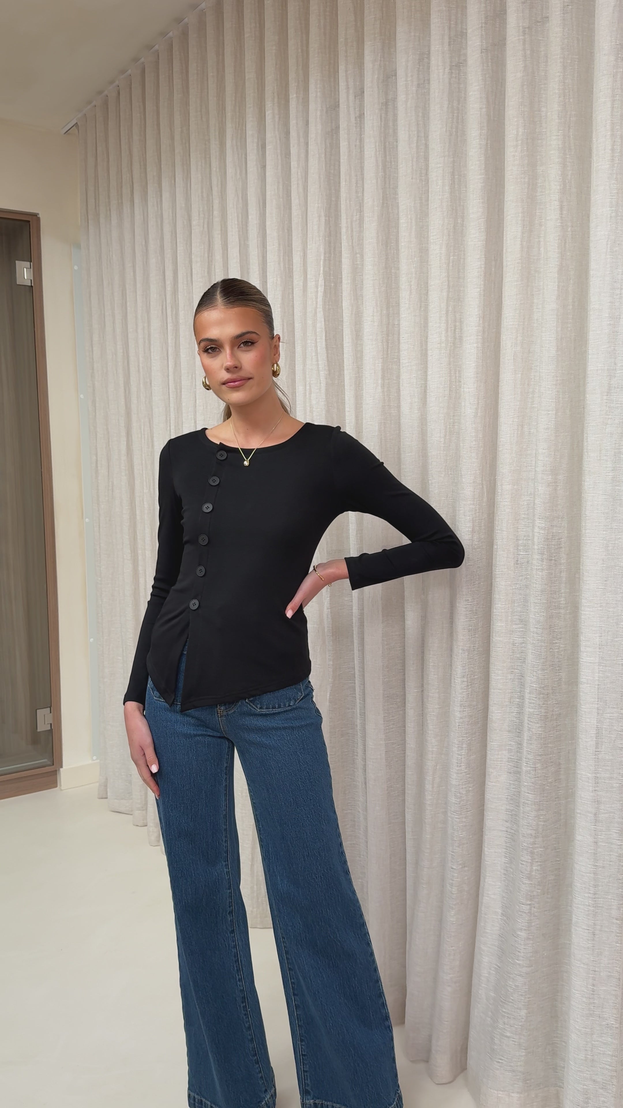 Addison Long Sleeve Top - Black - Buy Women's Tops - Billy J