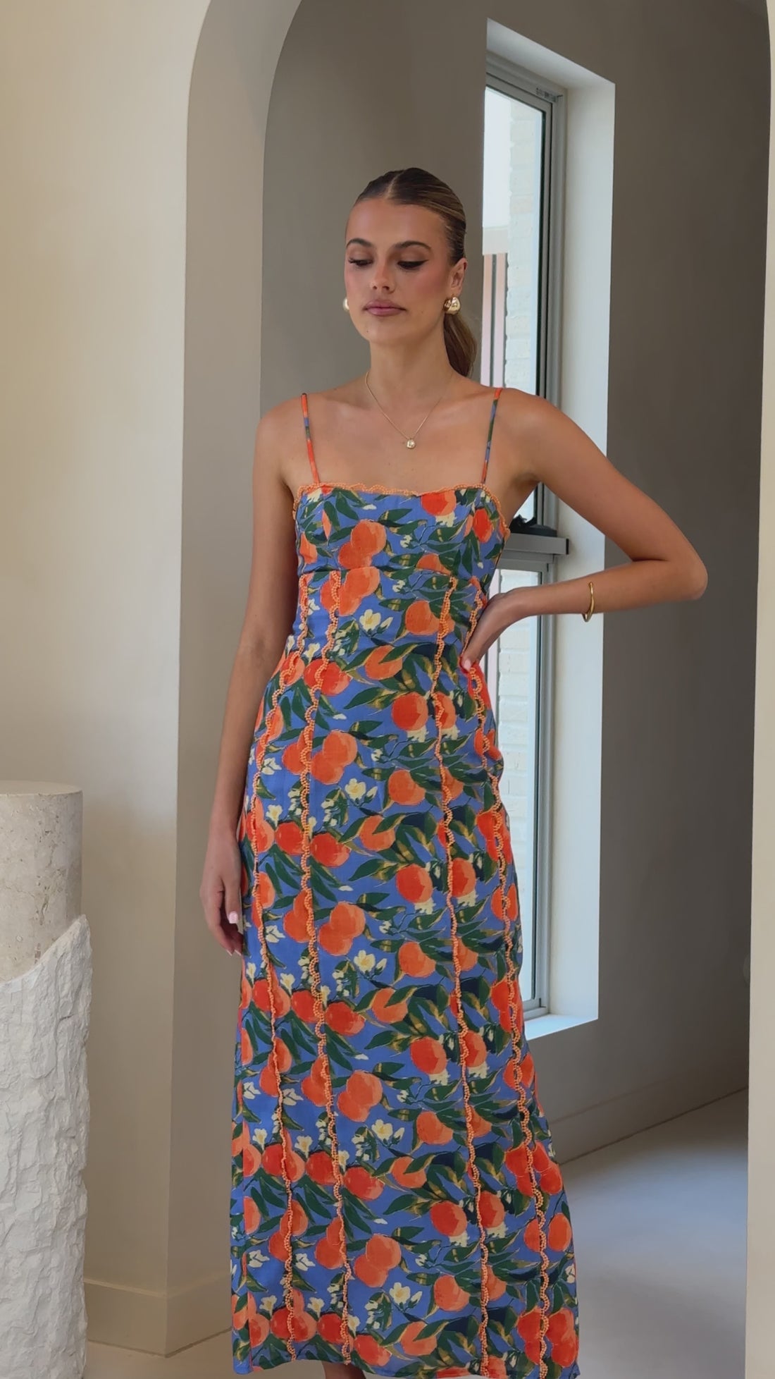 Carlia Midi Dress - Orange Print - Buy Women's Dresses - Billy J