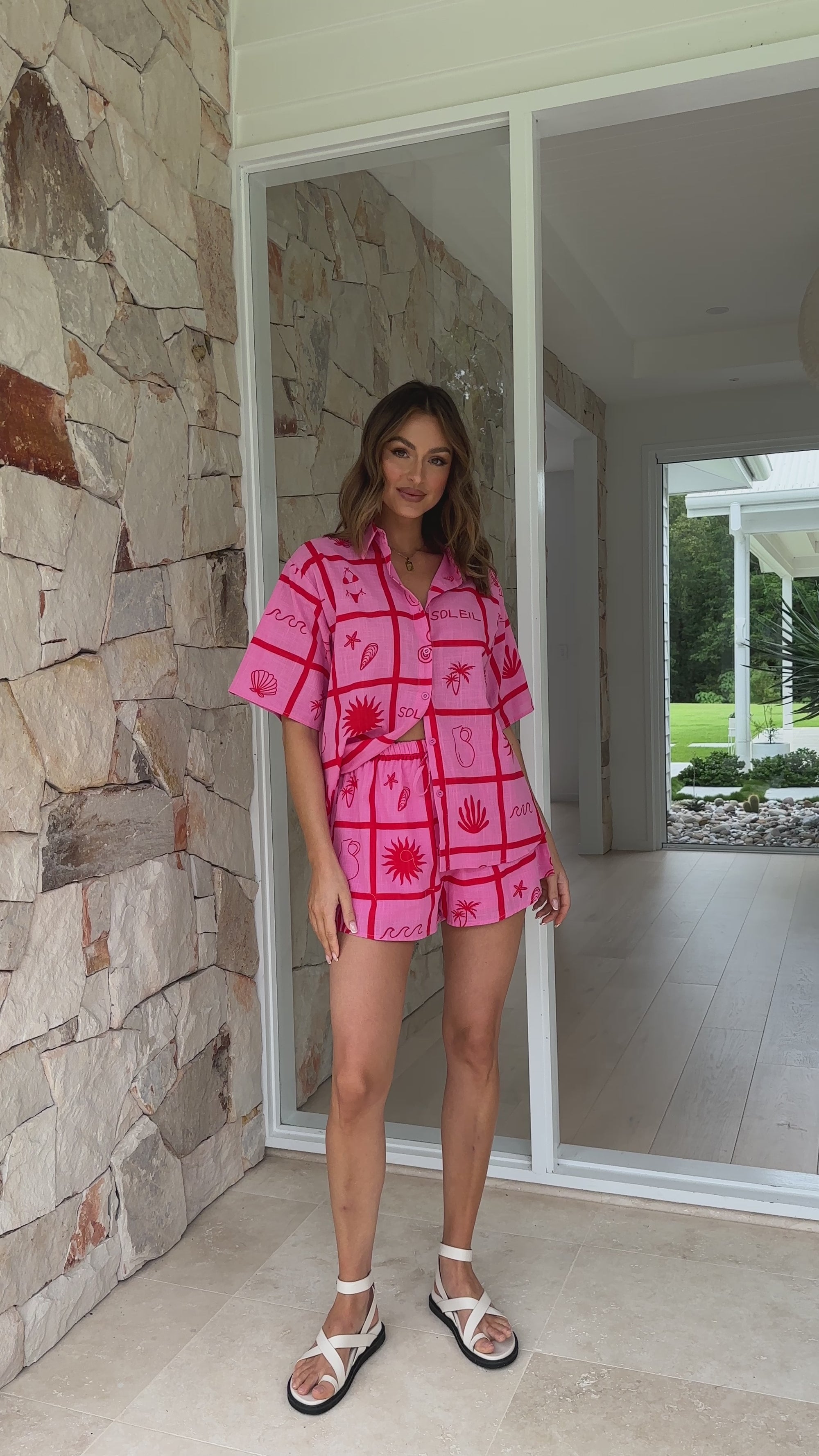 Charli Button Up Shirt and Shorts Set - Pink Soleil - Buy Women's Sets ...