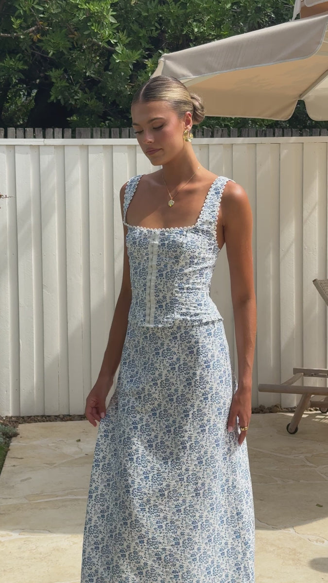 Saylor Maxi Skirt - Blue Floral - Buy Women's Skirts - Billy J