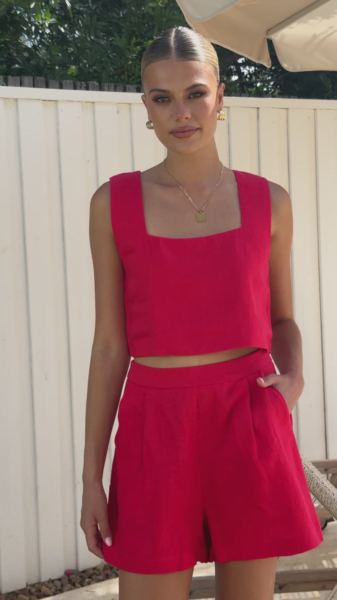 Tillie Crop Top - Ruby Red - Buy Women's Tops - Billy J