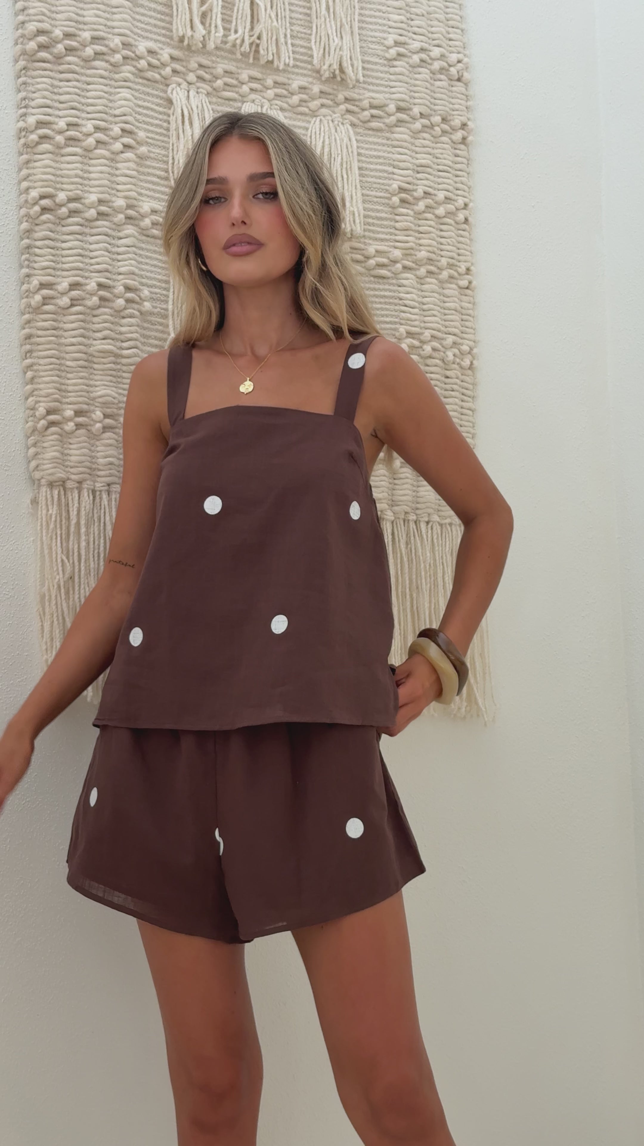 Jorja Top and Shorts Set - Chocolate Polka - Buy Women's Sets - Billy J