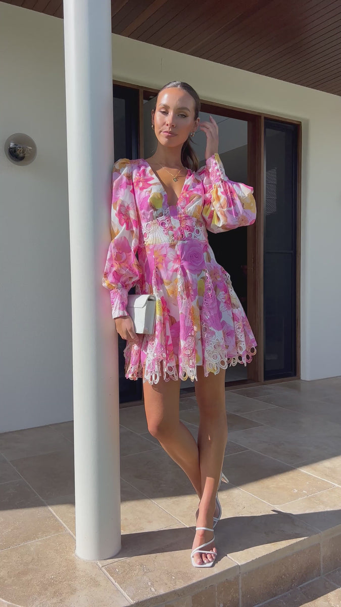 Felicity Mini Dress - Pink Floral - Buy Women's Dresses - Billy J